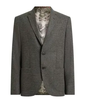Etro Single-breasted Knit Jacket With Chevron Motif