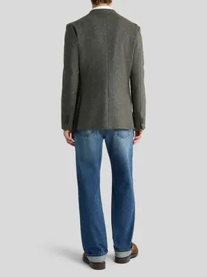 Etro Single-breasted Knit Jacket With Chevron Motif