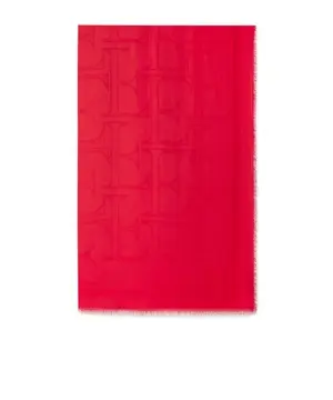 Elisabetta Franchi Logo-jacquard Frayed Scarf - Enthusiastic Red