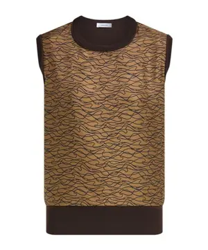 FERRAGAMO Sleeveless Knit Top With Silk Panel