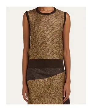 FERRAGAMO Sleeveless Knit Top With Silk Panel