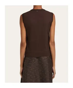 FERRAGAMO Sleeveless Knit Top With Silk Panel