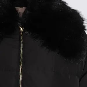 TWINSET Faux Fur-collar Zip-up Puffer Jacket