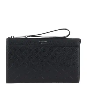 FERRAGAMO Logo-embellished Clutch - Black