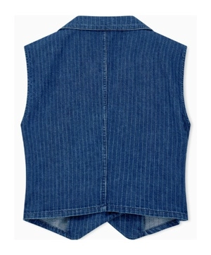 Emporio Armani Pinstriped Wrap Denim Vest