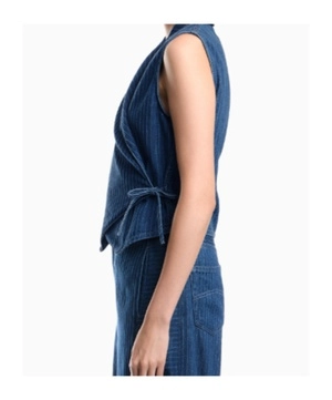 Emporio Armani Pinstriped Wrap Denim Vest
