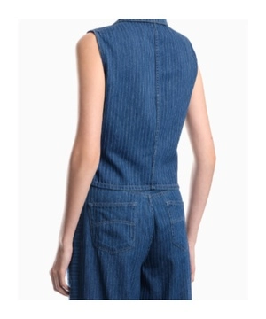 Emporio Armani Pinstriped Wrap Denim Vest