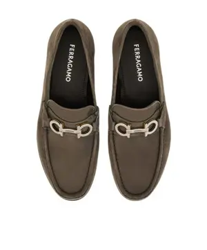 FERRAGAMO Gancini Buckle Loafers - Elephant Grey