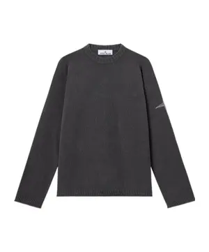 Stone Island Loose-fit Crewneck Jumper With Needle-punched Star - Black