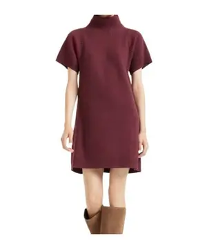 Brunello Cucinelli Ribbed Turtleneck Mini Dress - Amaranth