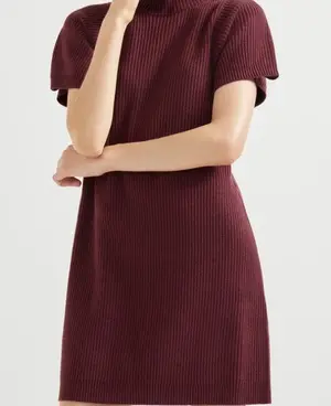 Brunello Cucinelli Ribbed Turtleneck Mini Dress