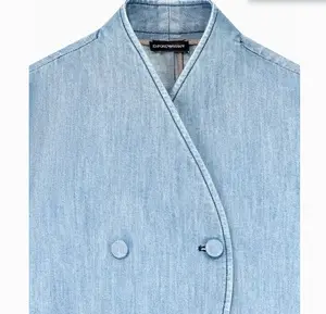 Emporio Armani Double-breasted Blazer With Asymmetrical Hem - Blue