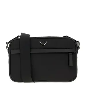 Emporio Armani Logo Plaque Shoulder Bag - Black