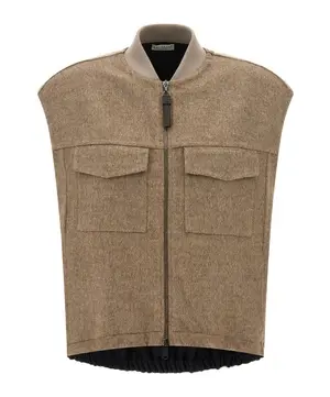 Brunello Cucinelli Zip-up Cap Sleeve Gilet - Brown