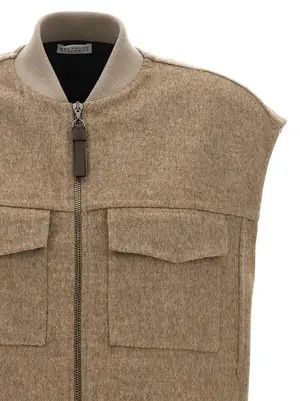 Brunello Cucinelli Zip-up Cap Sleeve Gilet