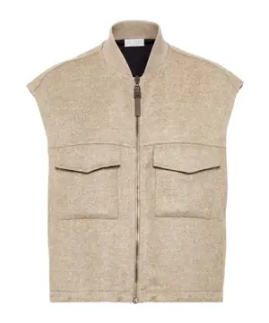 Brunello Cucinelli Zip-up Cap Sleeve Gilet