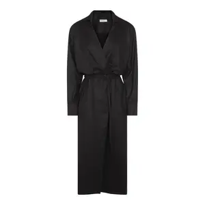 Brunello Cucinelli Long Sleeved Wrap Detailed Midi Dress - Black