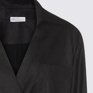 Brunello Cucinelli Long-sleeved Wrap Midi Dress