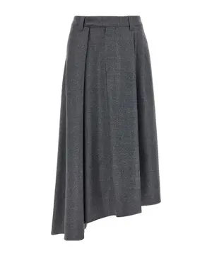 Brunello Cucinelli Asymmetrical Hem Midi Skirt