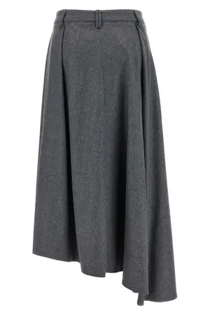 Brunello Cucinelli Asymmetrical Hem Midi Skirt