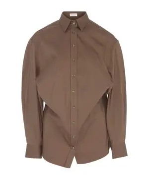 Brunello Cucinelli Long Sleeve Shirt With Peak Collar - Brown