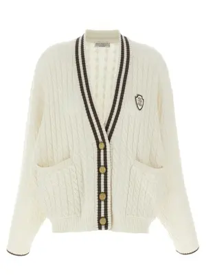 Brunello Cucinelli V-neck Braided Knit Cardigan