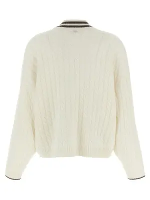 Brunello Cucinelli V-neck Braided Knit Cardigan