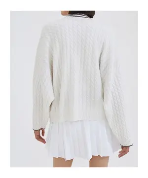 Brunello Cucinelli V-neck Braided Knit Cardigan