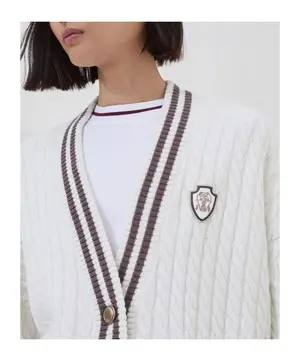 Brunello Cucinelli V-neck Braided Knit Cardigan
