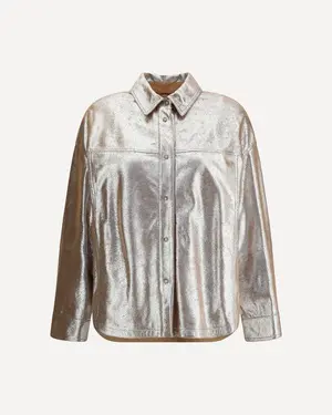 Brunello Cucinelli Long-sleeve Leather Shirt With Monili Decoration