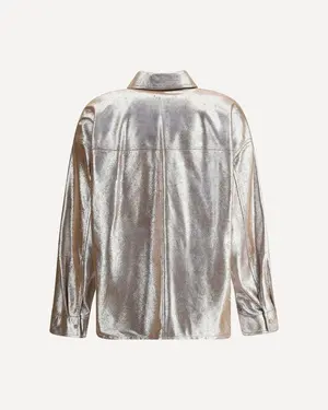 Brunello Cucinelli Long-sleeve Leather Shirt With Monili Decoration