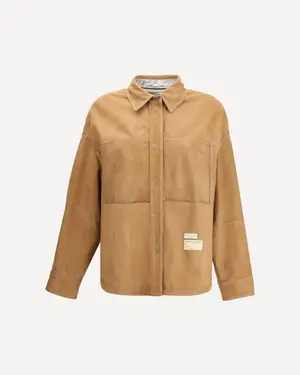 Brunello Cucinelli Long-sleeve Leather Shirt With Monili Decoration