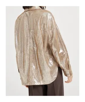 Brunello Cucinelli Long-sleeve Leather Shirt With Monili Decoration