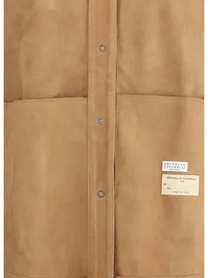Brunello Cucinelli Long-sleeve Leather Shirt With Monili Decoration