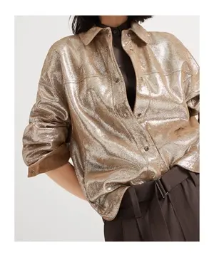 Brunello Cucinelli Long-sleeve Leather Shirt With Monili Decoration