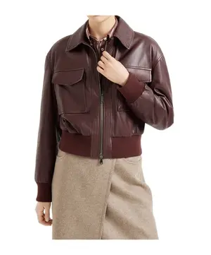 Brunello Cucinelli Monili Detail Bomber Jacket - Red