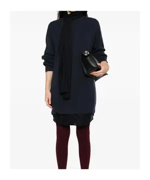 Brunello Cucinelli Ribbed Tie-neck Dress