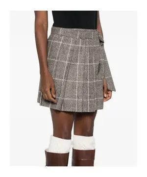 Brunello Cucinelli Checked Pleated Mini Skirt