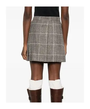 Brunello Cucinelli Checked Pleated Mini Skirt