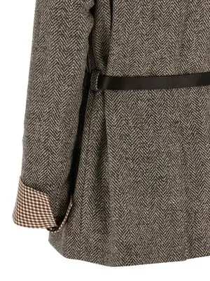 Brunello Cucinelli Peak Lapel Belted Blazer