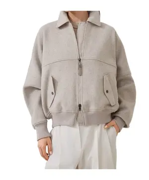Brunello Cucinelli Zip-up Bomber Jacket - Cold Beige