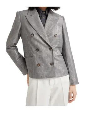 Brunello Cucinelli Lamé-effect Blazer - Gray
