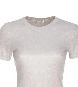 Brunello Cucinelli Ribbed-knit Short Sleeve Top
