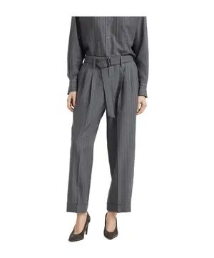 Brunello Cucinelli Pinstriped Cropped Pants - Gray