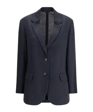 Brunello Cucinelli Two-button Belted Jacket - Black