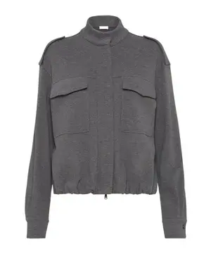 Brunello Cucinelli Flap-pocket Drawstring Bomber Jacket - Grey