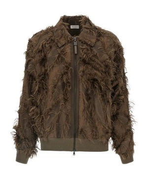 Brunello Cucinelli Monili Embroidered Zip-up Jacket - Brown