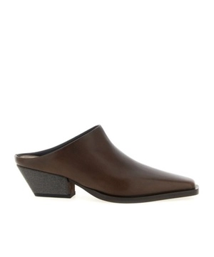 Brunello Cucinelli Square Toe Heeled Mules