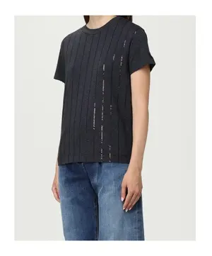 Brunello Cucinelli Dazzling Chalk Stripe Embroidered T-shirt
