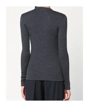 Brunello Cucinelli Shiny Trim Ribbed V-neck Top
